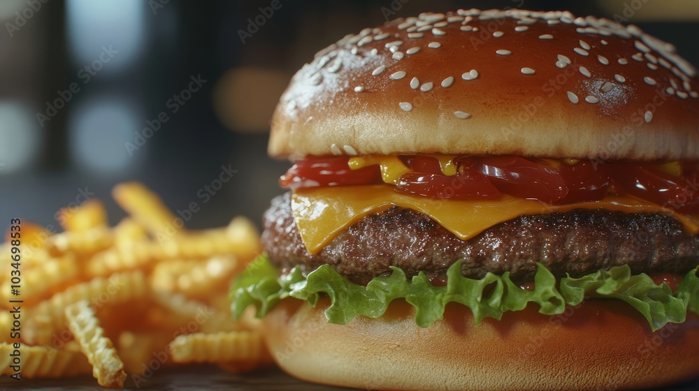 Ultra detailed, photorealistic close-up of a fast-food counter ...