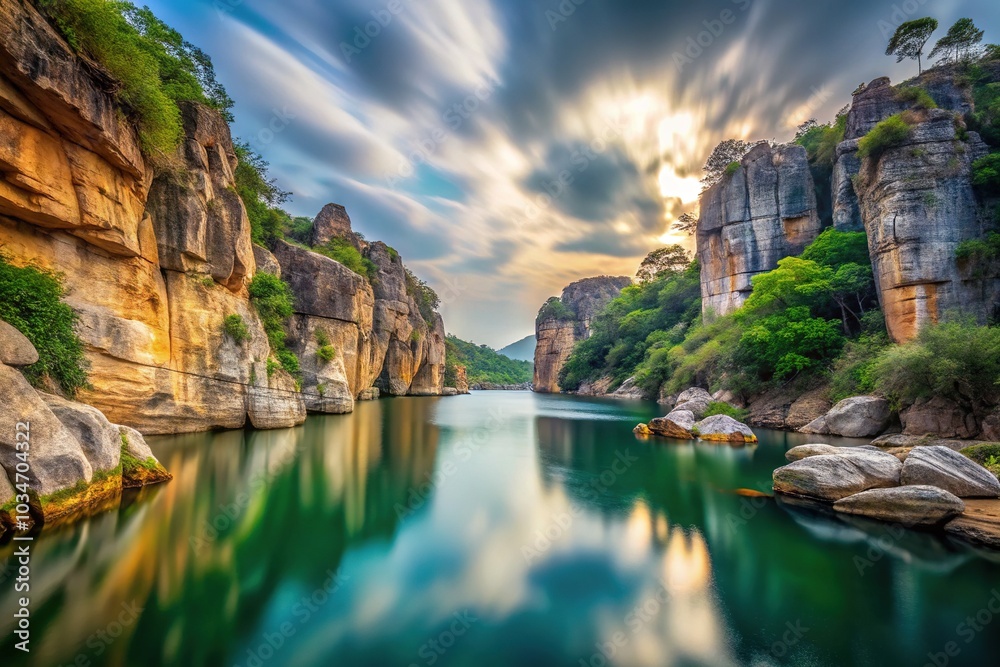 Bedaghat's Marble Rocks unveil hidden depths in the glow of long ...