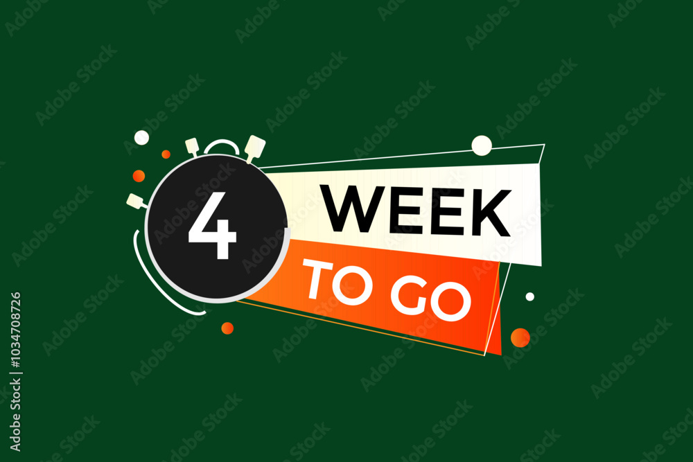4 week to go, icon, stile, timer, countdown, clock, time, background ...