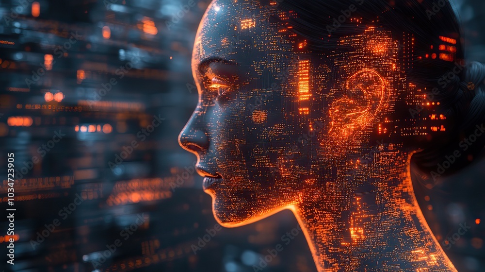 digital human head with brain dat charts and ai elements symbolizing ai ...