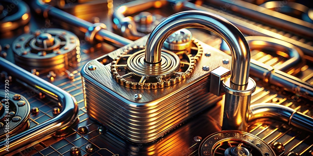 Intricate Lock Illustration with Tilt-Shift Effect - Shiny Metal ...