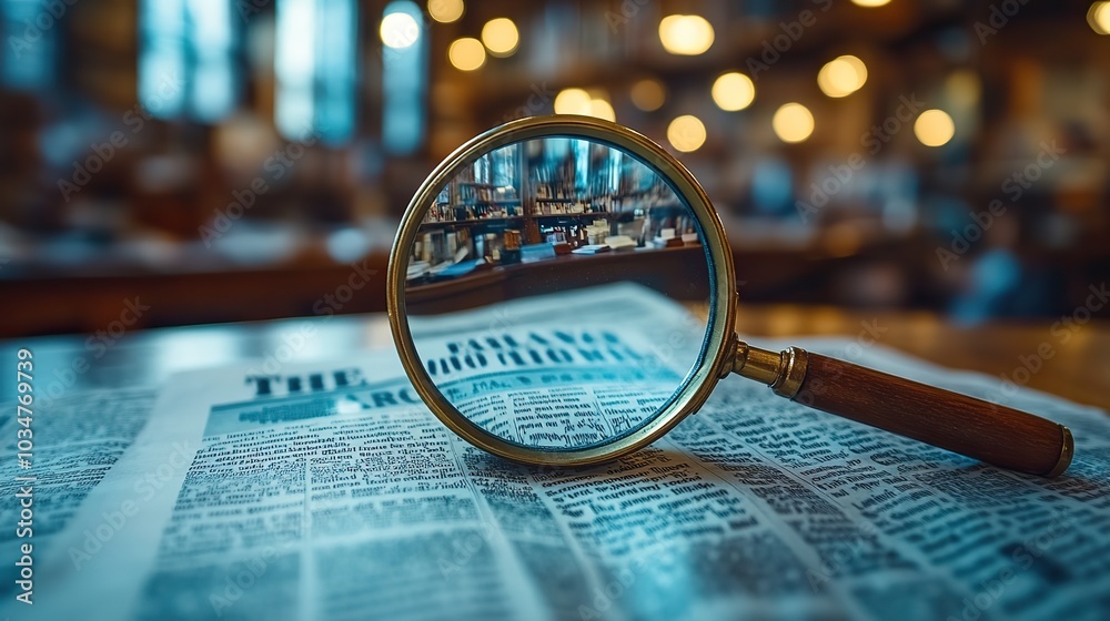 magnifying glass over newspaper with fact check headline symbolizing ...