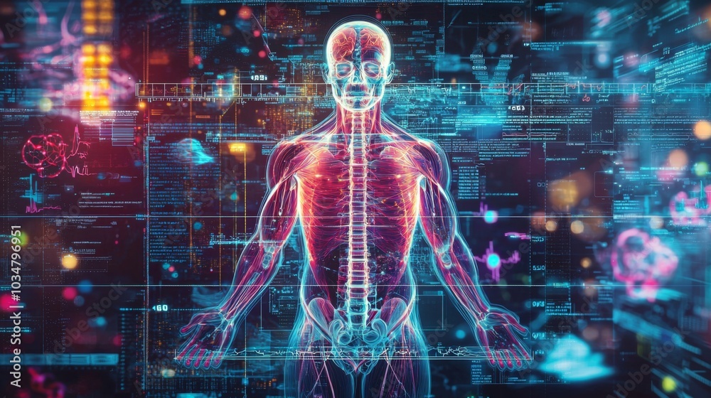 Human Anatomy Digital Illustration: A detailed, colorful illustration ...