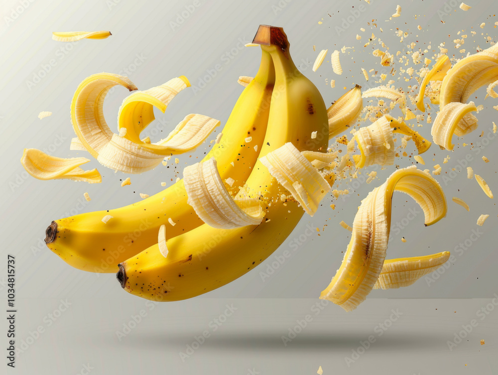 bananas on solid color background Ads, half peeled and slice, free ...