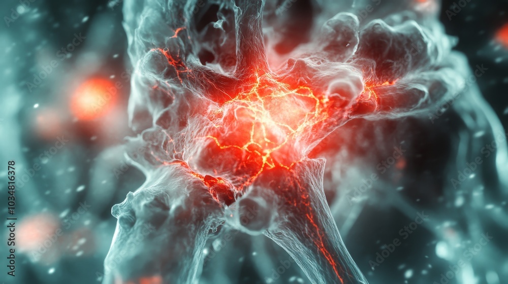 2410 23.An artistic 3D rendering of osteoarthritis pain, focusing on ...