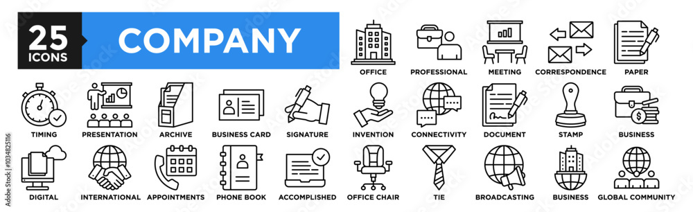 Company icon collection set. Containing design business, company ...