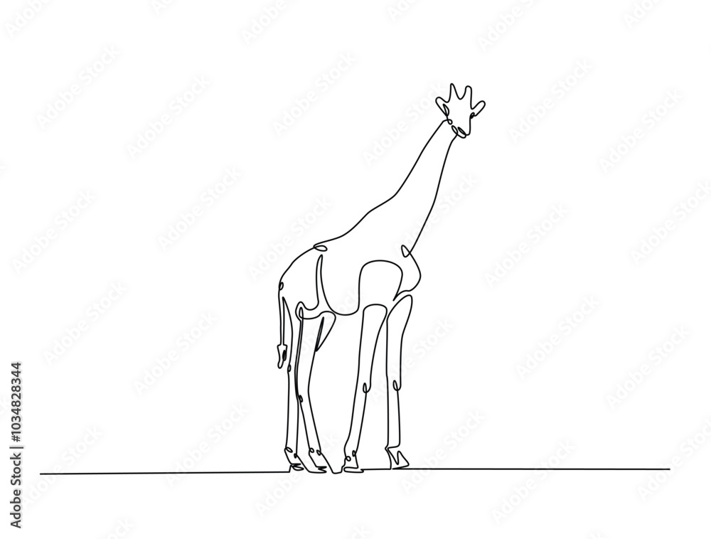 Continuous one line drawing of Giraffe with white background. Giraffe ...