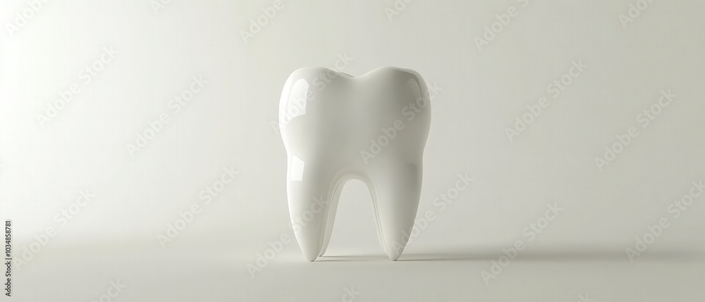 Realistic 3D model of a white molar tooth on light background for ...