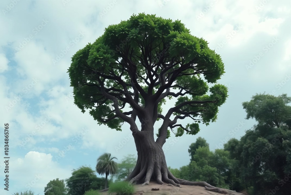 Leaf Tree A majestic tree made from a cluster of leaves with bra Stock ...