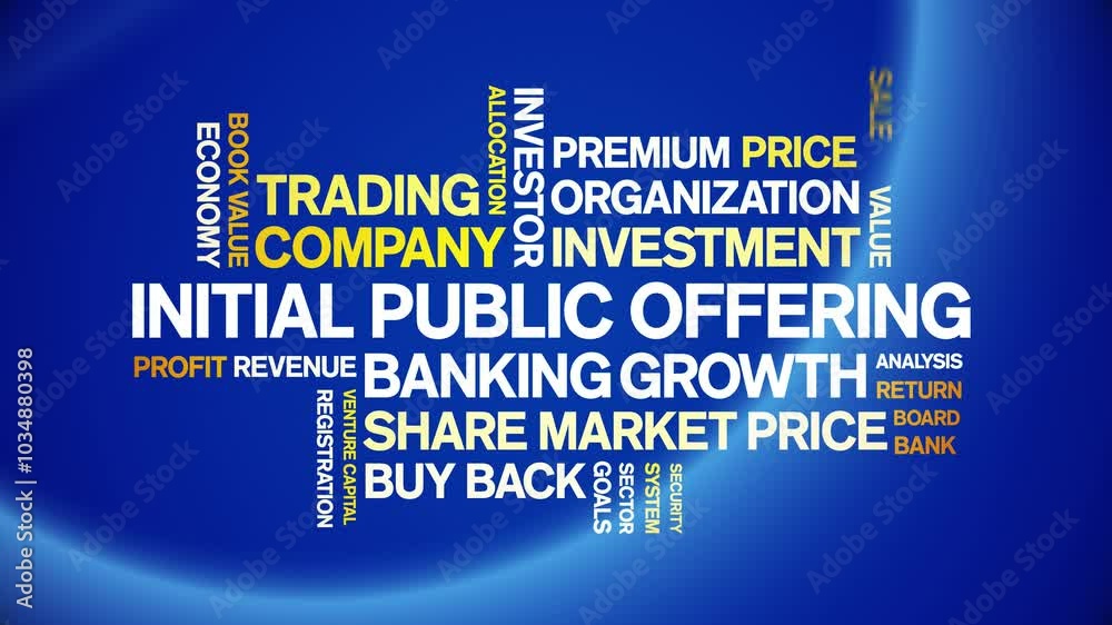 IPO INITIAL PUBLIC OFFERING animated word cloud;text design animation ...
