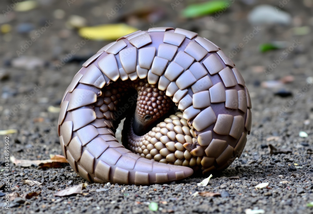 Pangolin Rolling Up A pangolin curling into a perfect ball to pr Stock ...