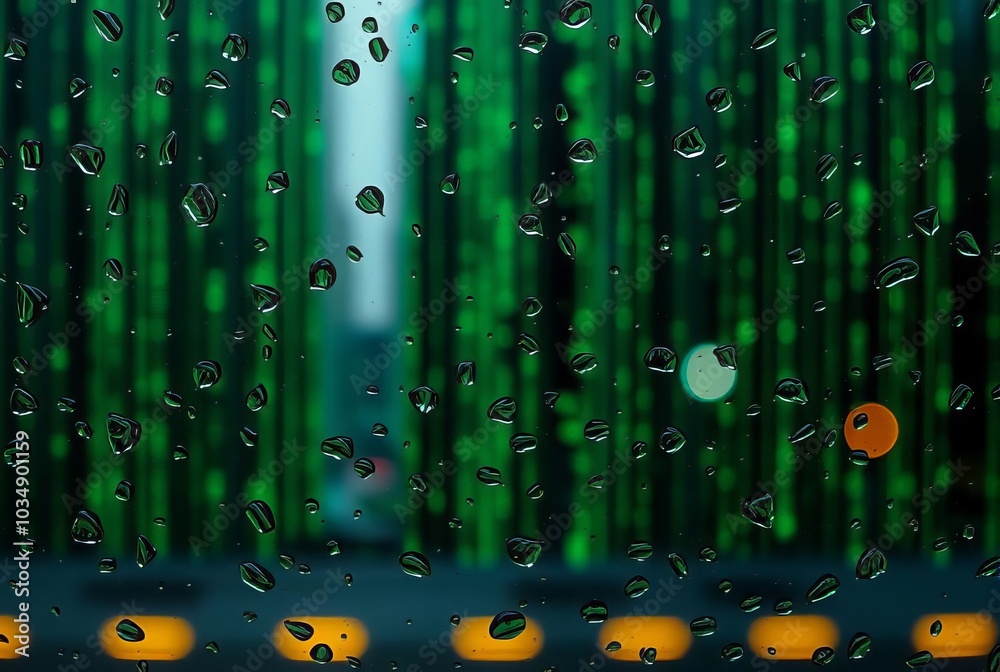 Matrix Code Raindrops on Windows Raindrops captured on windows m Stock Photo | Adobe Stock