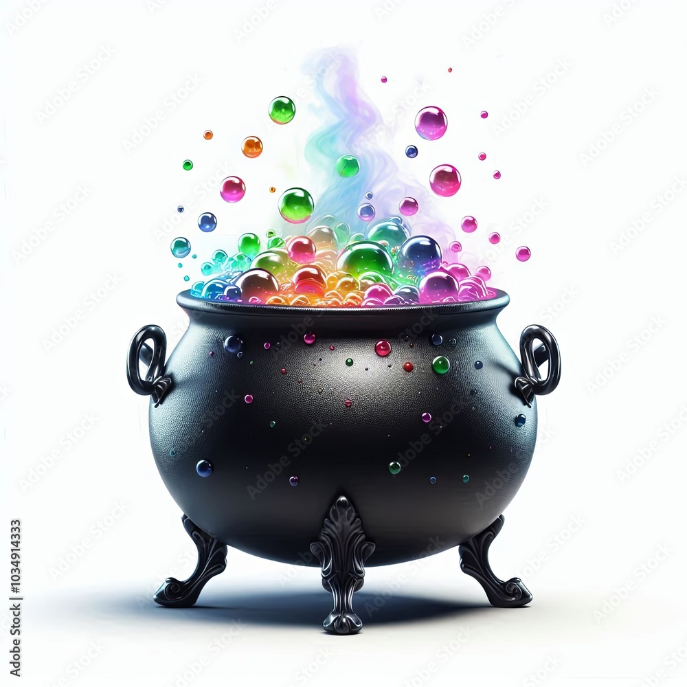 An isolated image of a toxic witch cauldron, designed with a dark ...
