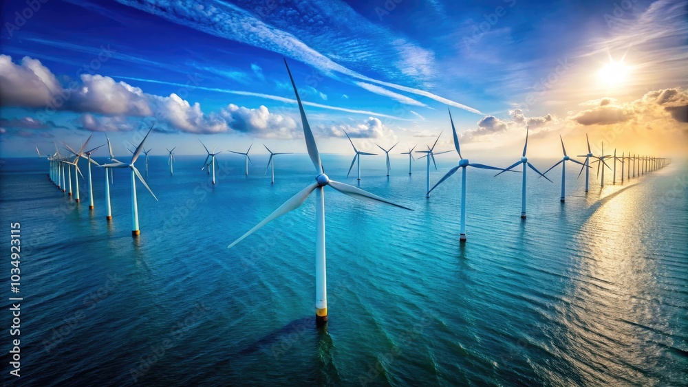 Aerial View of Offshore Wind Farms Harnessing Stronger Winds for ...