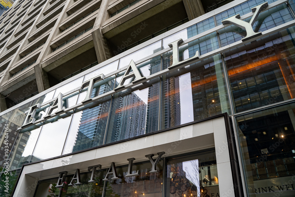 Eataly logo store sign. Eataly is a chain of large format/footprint ...