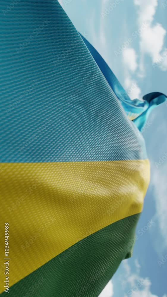 Video Stock Wavy flag of Rwanda blowing in the wind in slow motion ...