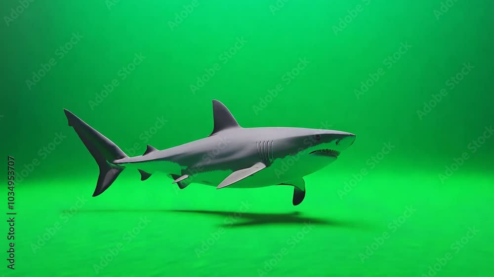 Great White Shark Chroma Key: Majestic great white shark swimming ...
