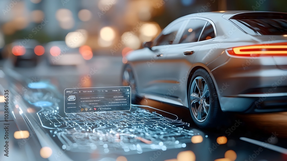 Futuristic autonomous car with sleek design real time GPS navigation ...