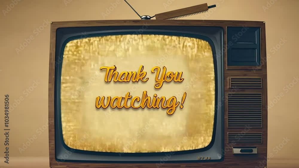 An old retro television screen displays the message 'Thank you for ...