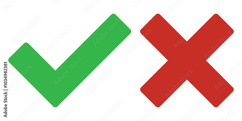 Tick and cross signs. False and true, right and wrong. Correct and ...