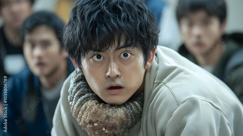 Man Being Attacked by a Terrifying Creature in a School Setting - A ...