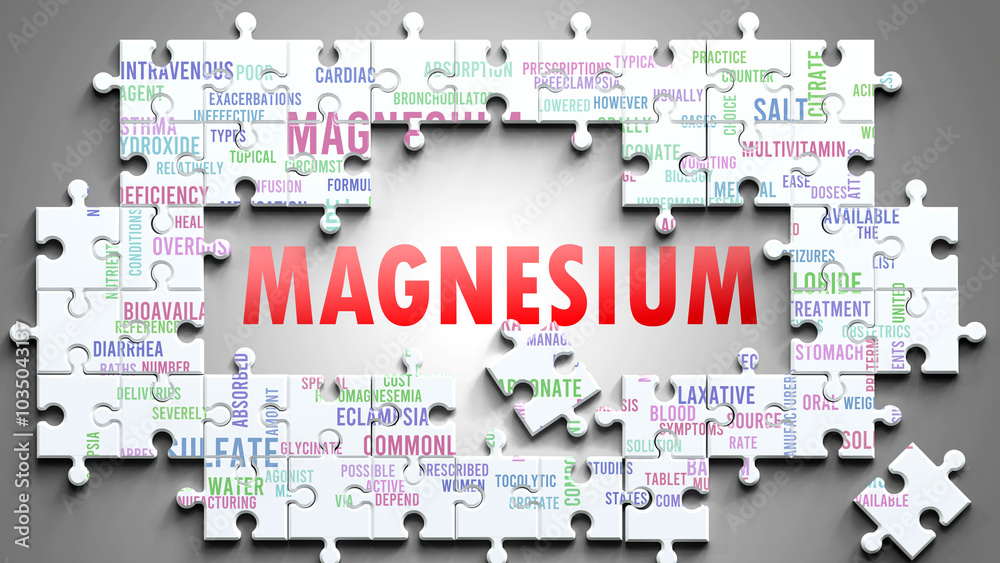 Magnesium as a complex subject, related to important topics. Pictured ...