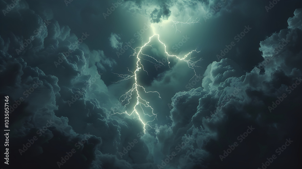 Electrifying Thunderstorm: Majestic Lightning Bolt Illuminates Night ...