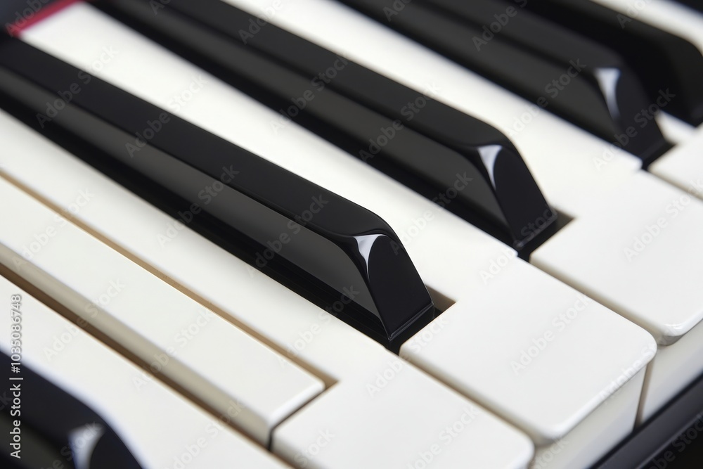 A detailed view captures the elegant arrangement of piano keys ...