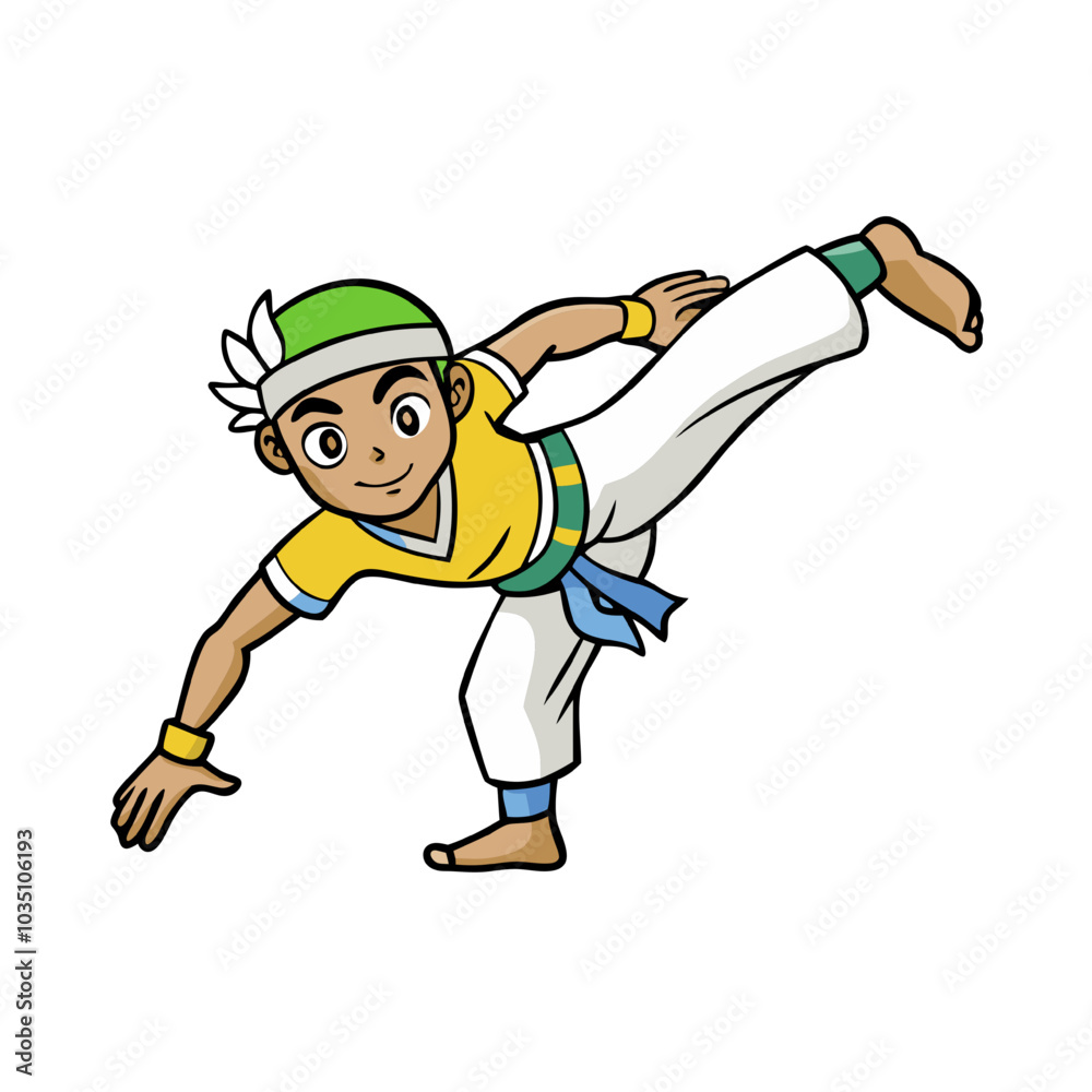 Vetor de Capoeira Cartoon Illustration: A vibrant and dynamic cartoon ...
