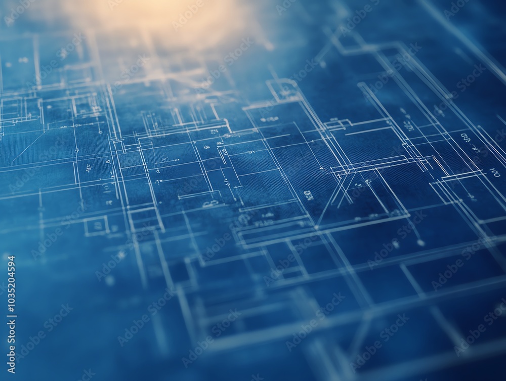 Blueprint of architectural design with technical lines and details ...
