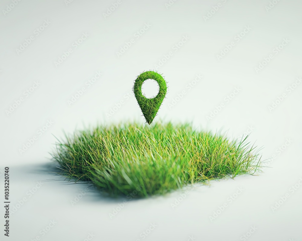 Isolated grass location pin icon on a plain white screen, perfect for ...