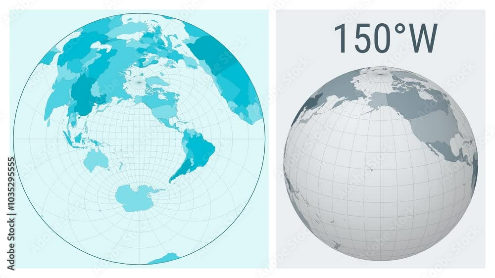 World Map Animation. Airy minimum-error azimuthal projection. Colored ...