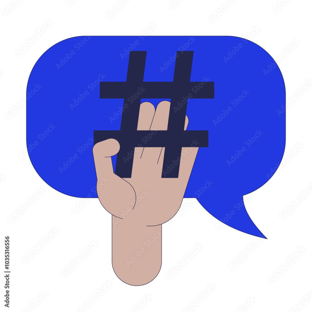 Hashtag in digital marketing 2D illustration concept. Adding hash ... Hashtag in digital marketing 2D illustration concept. Adding hash ...