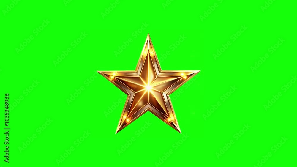 gold star green screen animation motion graphic with chroma key clip ...