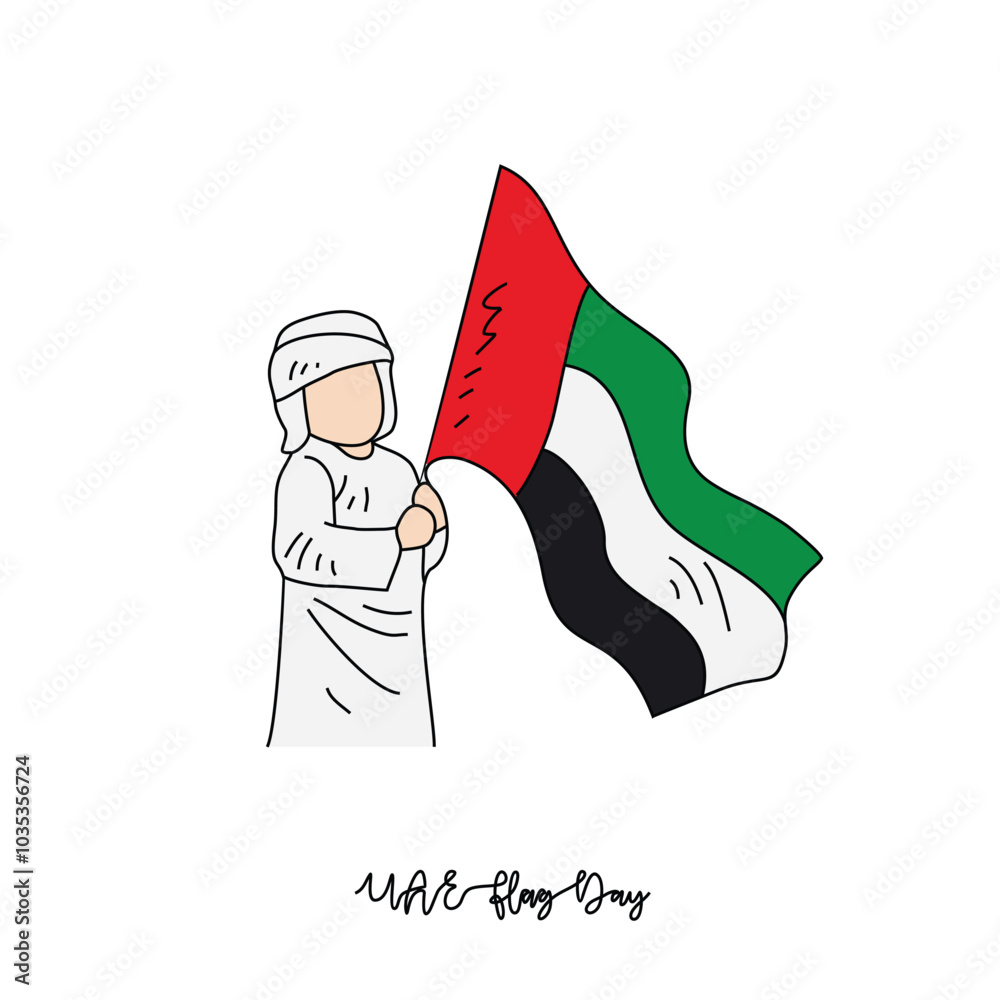 Vetor de Sketch drawing of UAE Flag Day celebration vector illustration ...