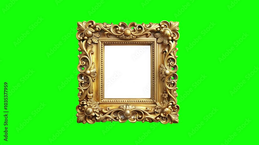 antique picture frame green screen animation motion graphic with chroma ...