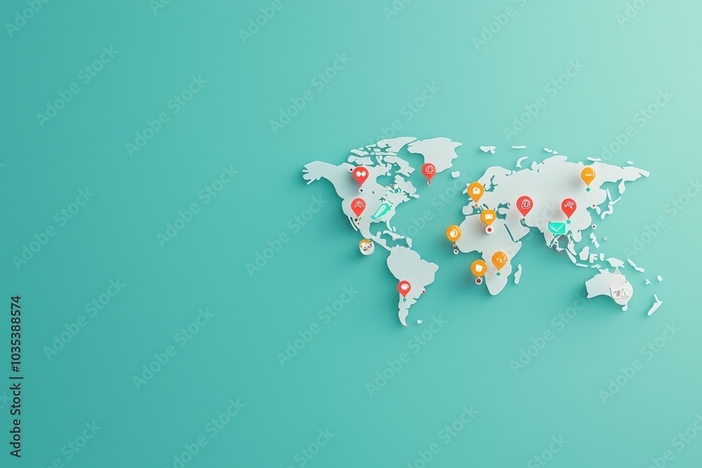 Interactive global map showcasing social media reach and engagement ...