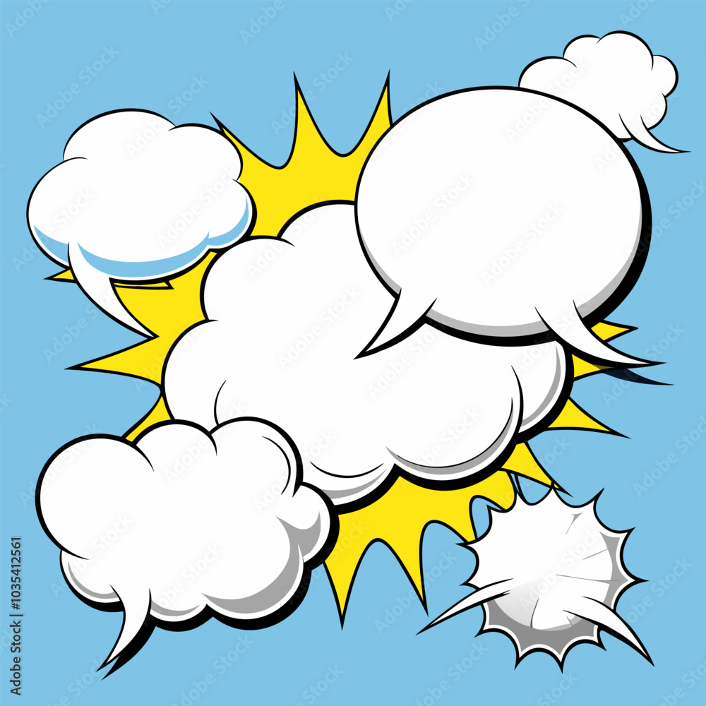 A set of comic book style speech bubbles, perfect for adding a fun and ...