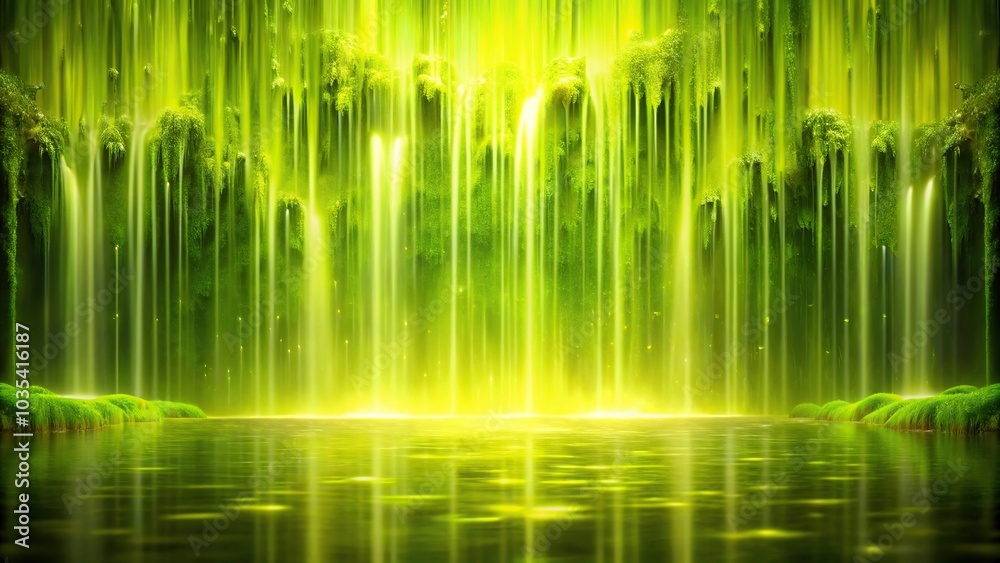Chartreuse background with dripping waterfalls creating a mesmerizing ...