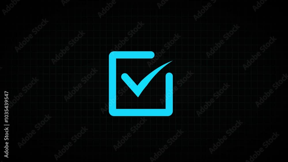 Wideo Stock: Check mark symbol with square box. Glowing check mark ...