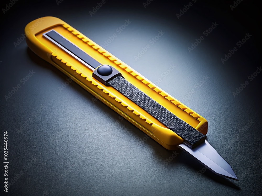 Isometric Yellow Plastic Stationery Knife with Sharp Blade - Paper ...