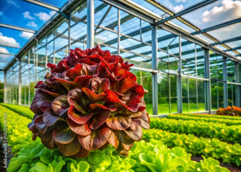 Vibrant red butterhead lettuce shines in captivating architectural ...