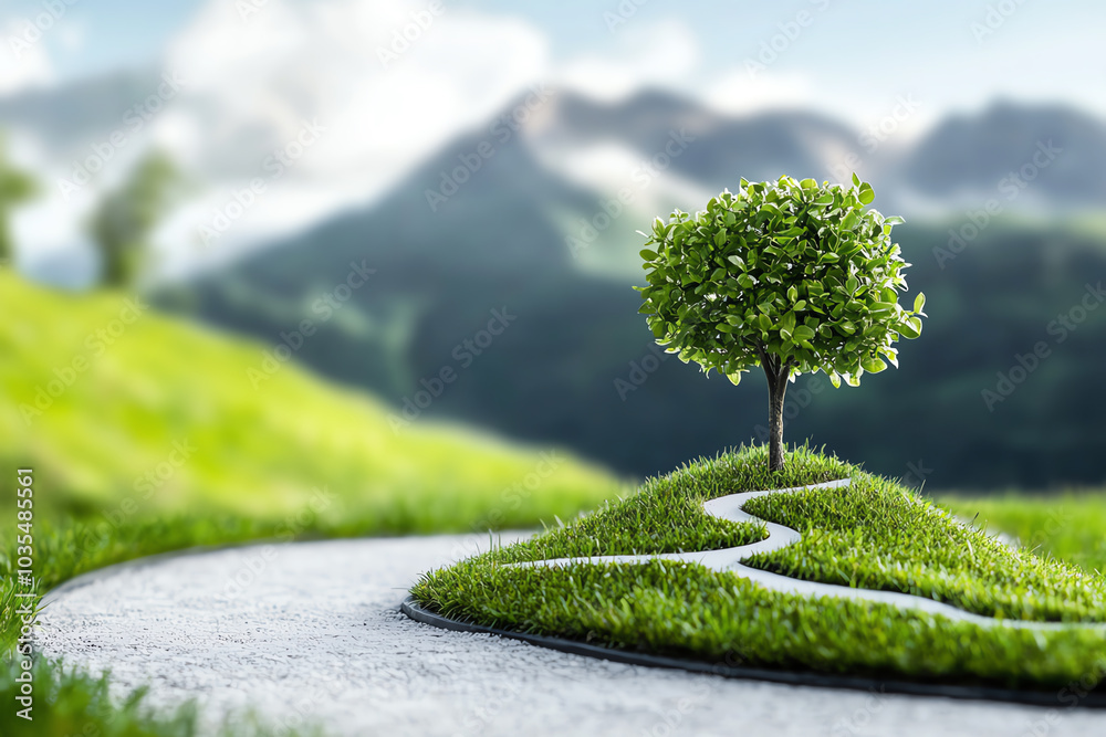 Artistic roadmap with symbols of a tree s growth stages, from young ...