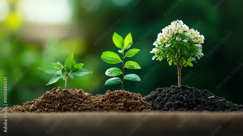 Roadmap illustrating the life cycle of a tree, from a small sapling to ...