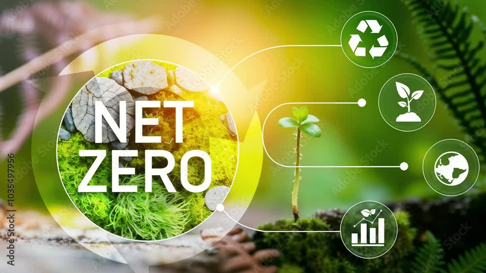 Net zero, carbon neutrality concept. Net zero icon at on hand green ...