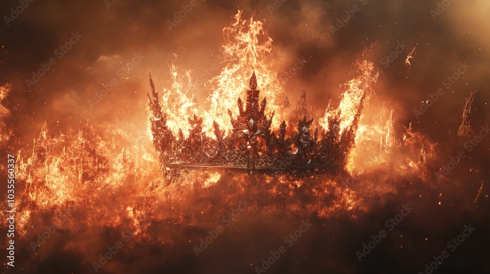 Flaming Crown of the Medieval Era, a dramatic depiction of power and ...