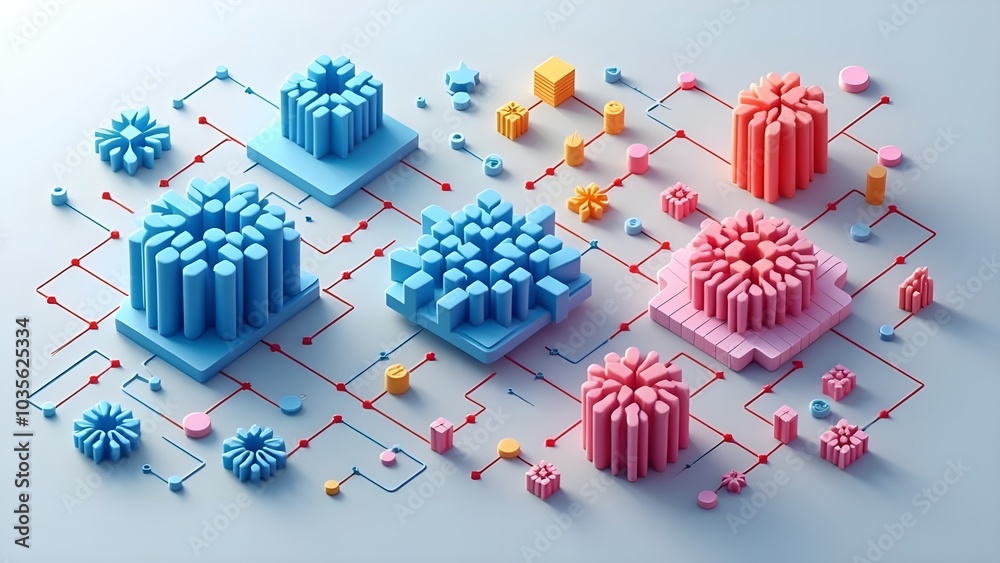 Multicolor mecha 3D image of create a flowchart or diagram that ...
