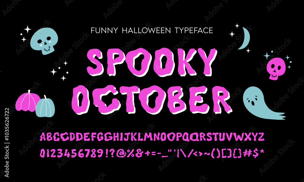 Hand drawn font for Halloween time. Creepy typeface alphabet in vector ...