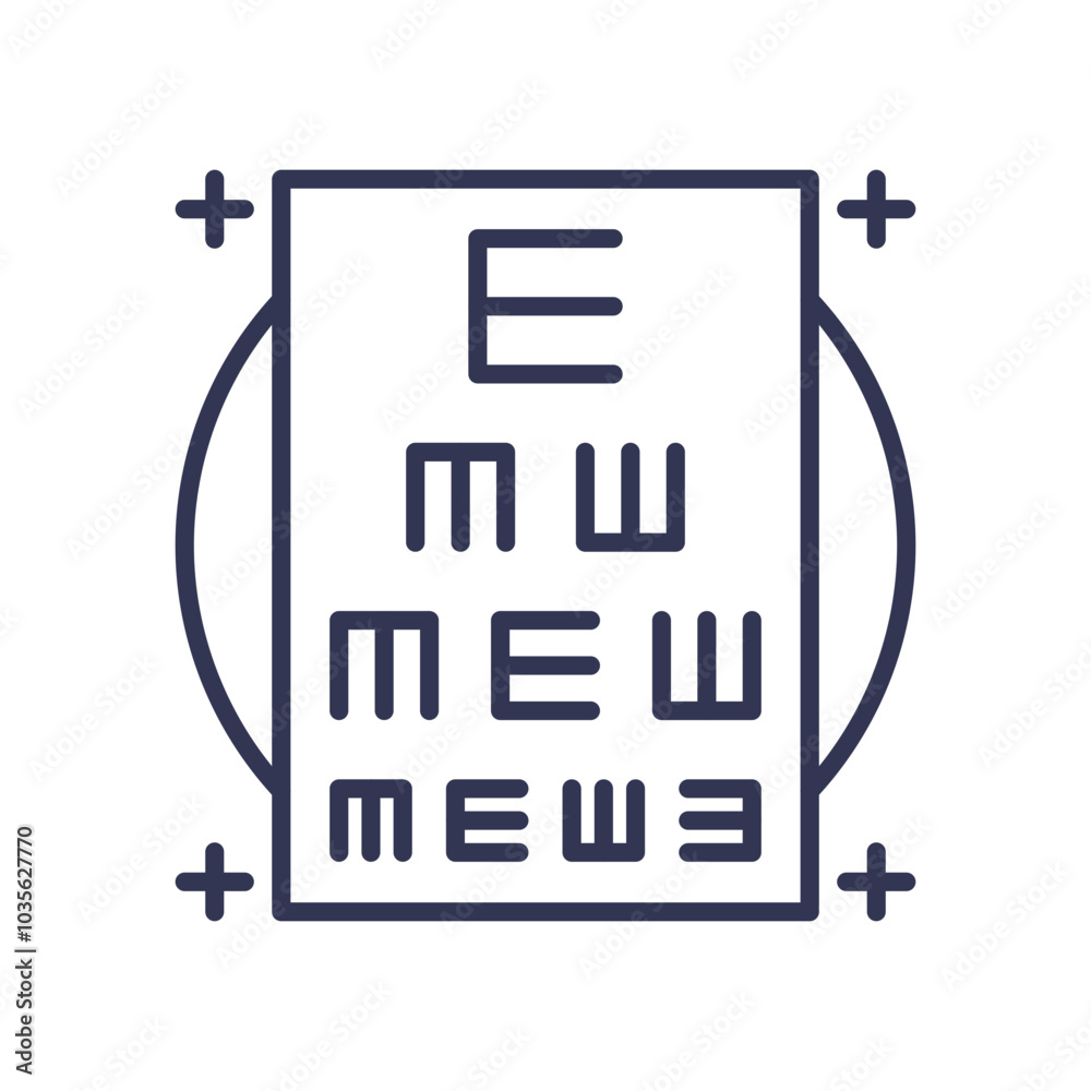 Eye chart illustration for vision testing, featuring letters in ...
