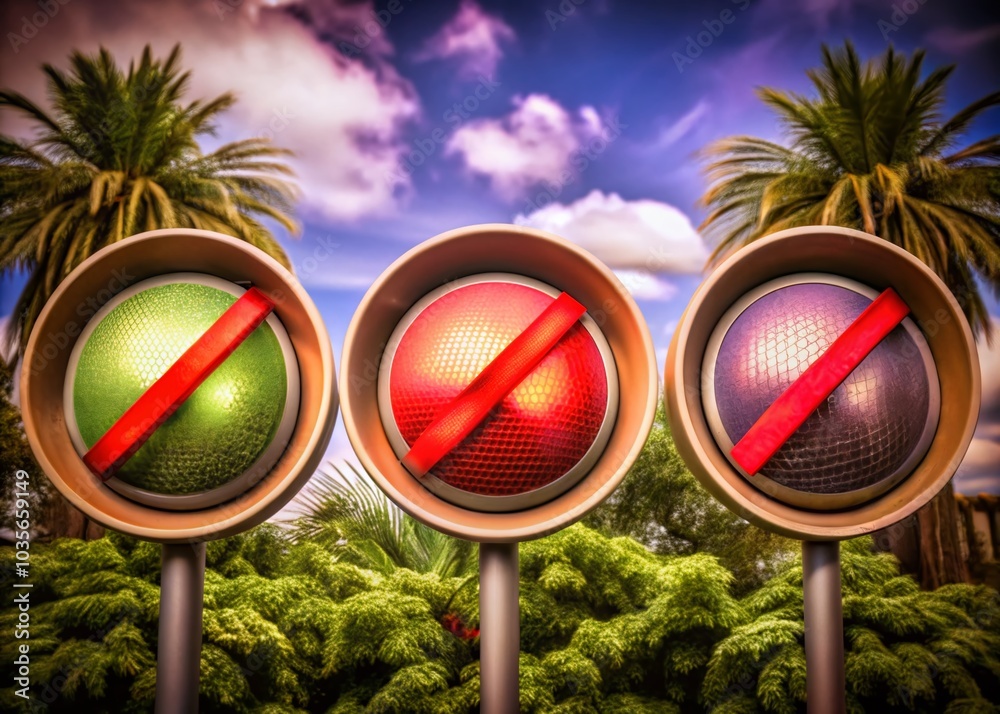 Circle Stop Entry and Slash Line Symbols for Safety and Traffic Control ...